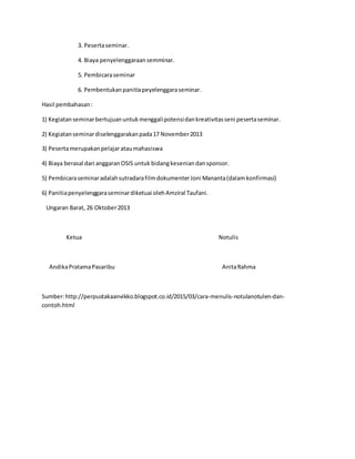 Contoh notulen atau notulensi | DOCX