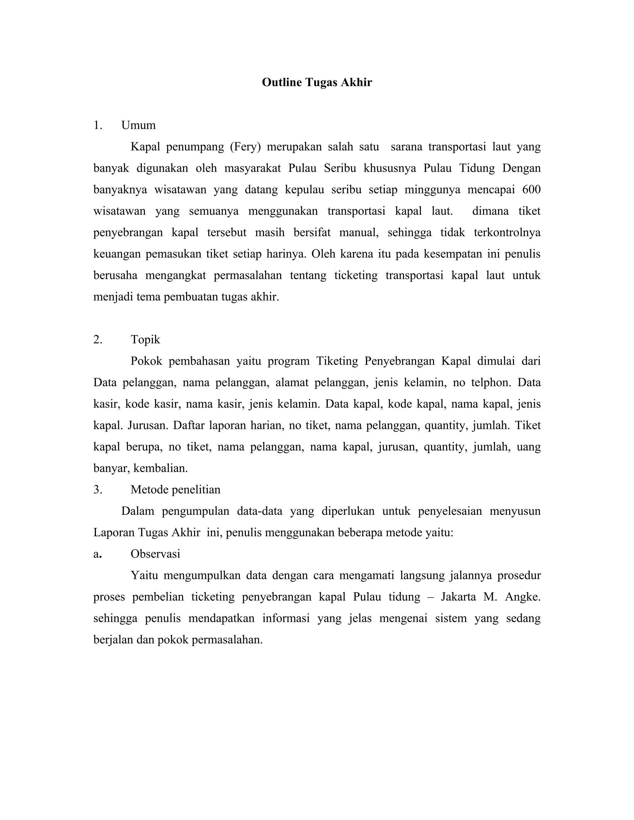 Contoh outline isi | DOC