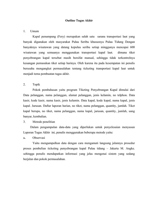 Contoh outline isi | DOC