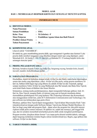 Modul Ajar PAI SMA Kelas 11 Kurikulum Merdeka | DOCX