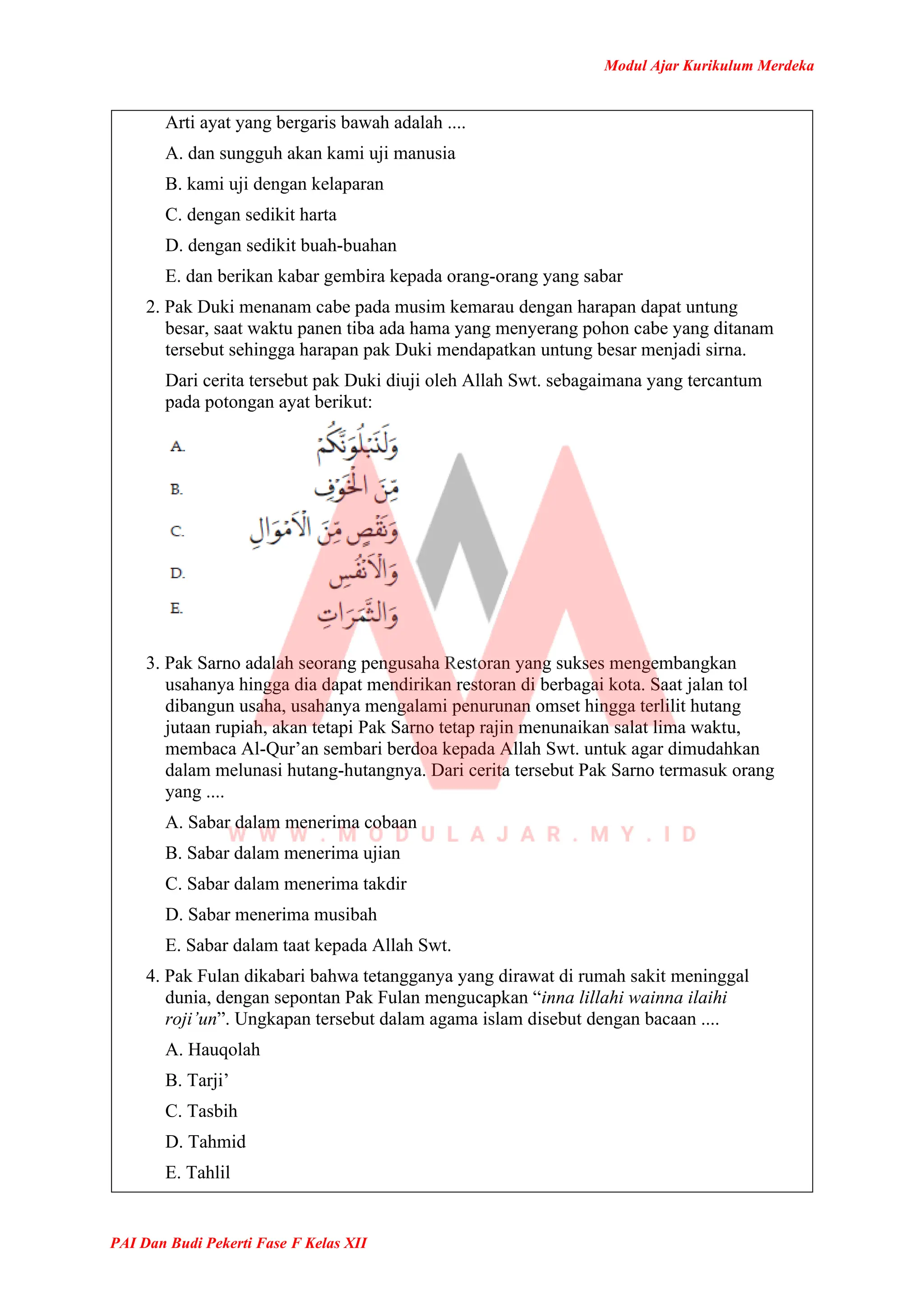 Modul Ajar PAI Kelas 12 Kurikulum Merdeka | PDF