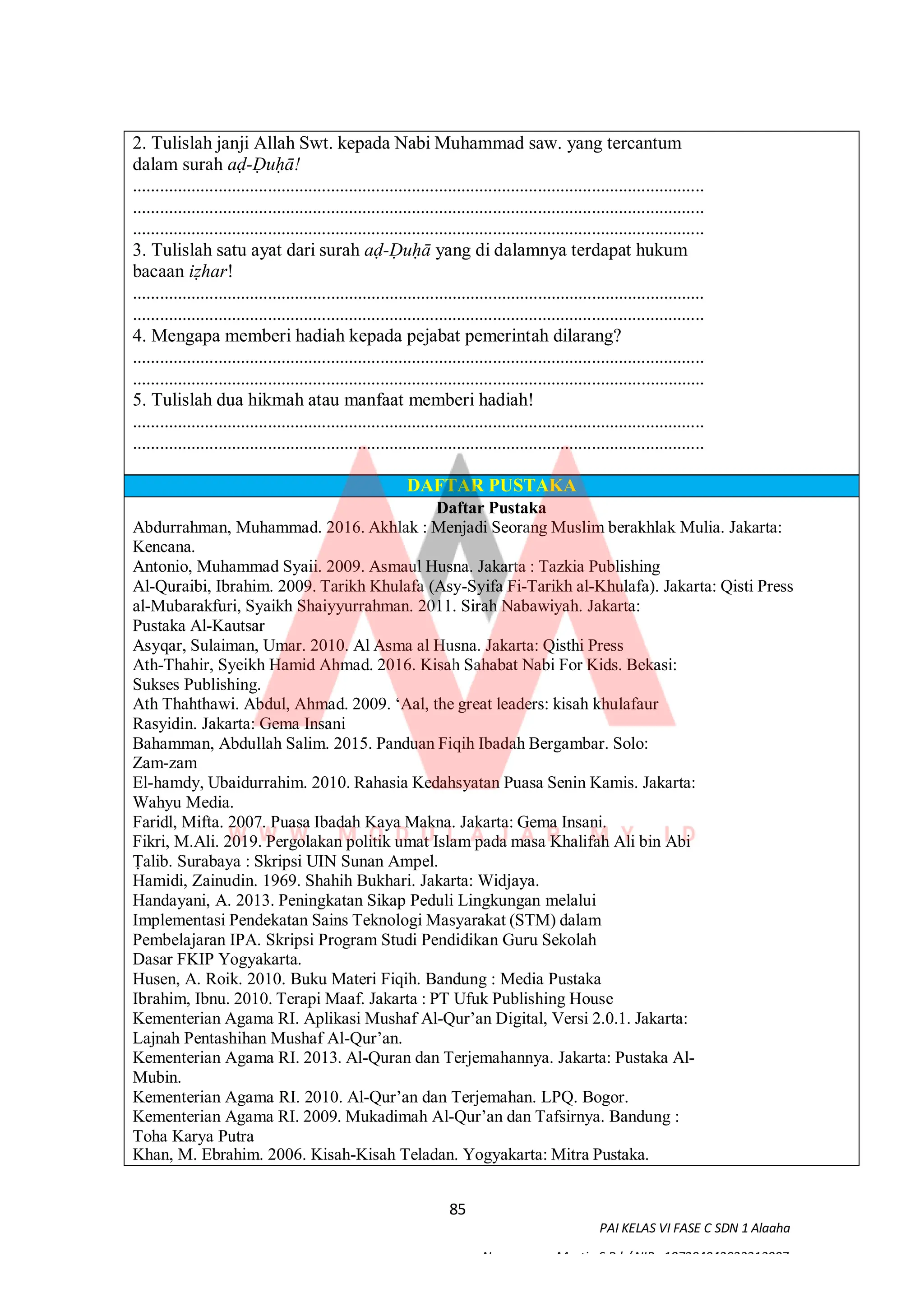 Modul Ajar PAI Kelas 6 Kurikulum Merdeka | PDF