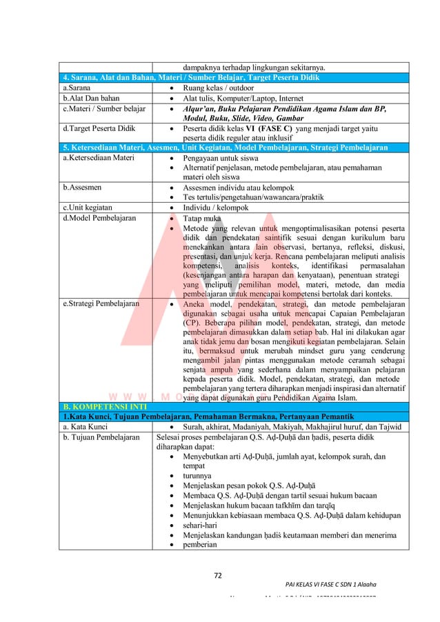 Modul Ajar PAI Kelas 6 Kurikulum Merdeka | PDF