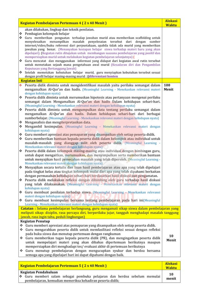 Modul Ajar PAI Kelas 7 Deep Learning New | PDF