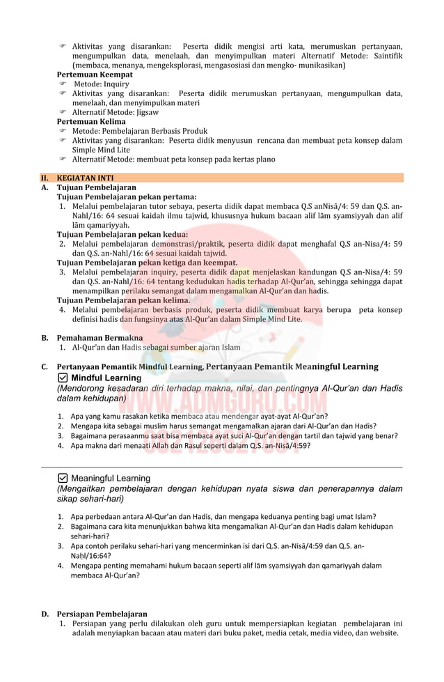 Modul Ajar PAI Kelas 7 Deep Learning New | PDF