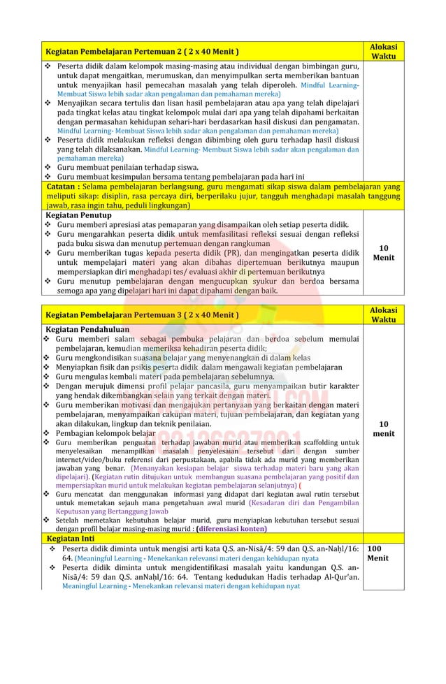 Modul Ajar PAI Kelas 7 Deep Learning New | PDF