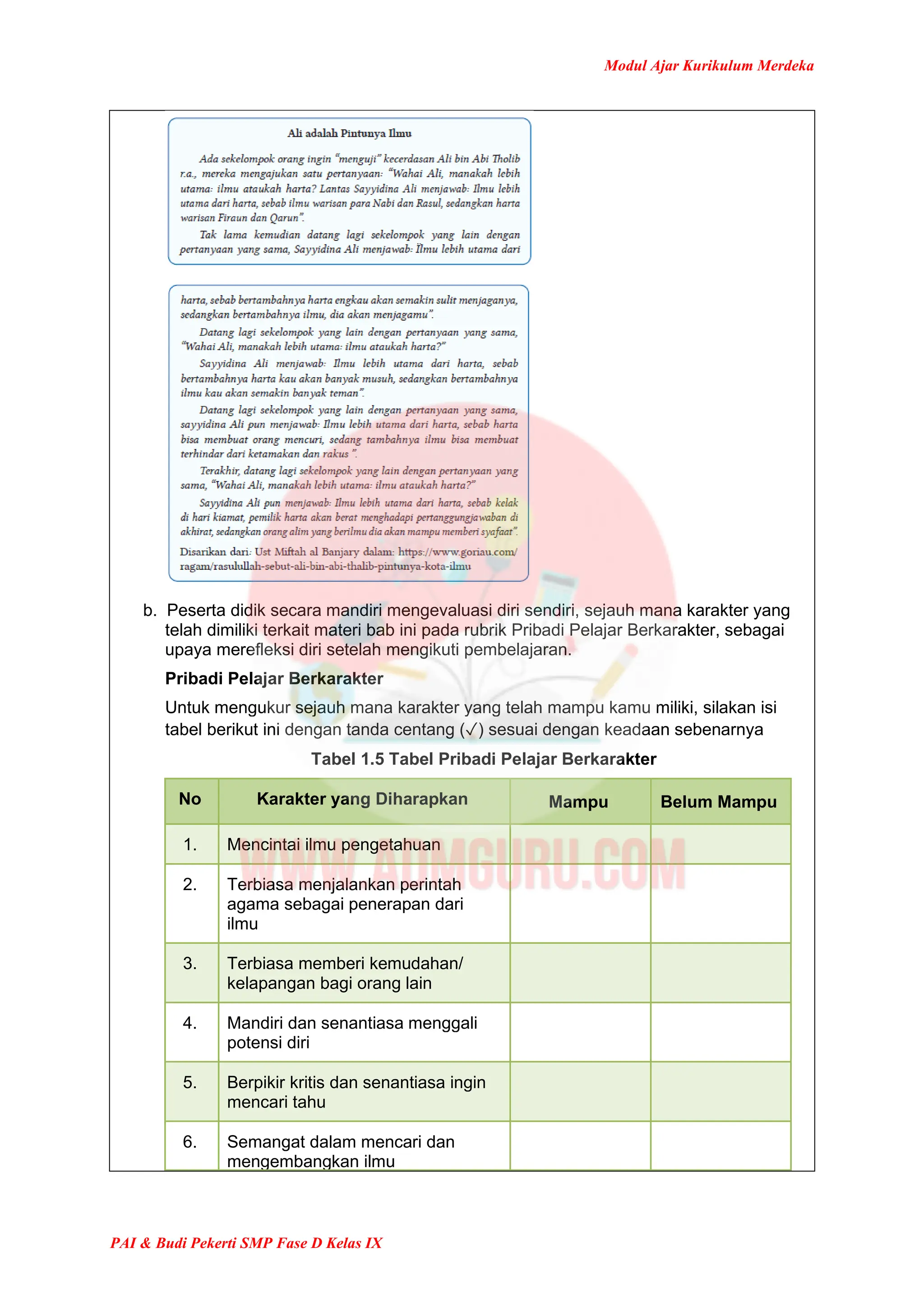 Modul Ajar PAI Kelas 9 Kurikulum Merdeka | PDF