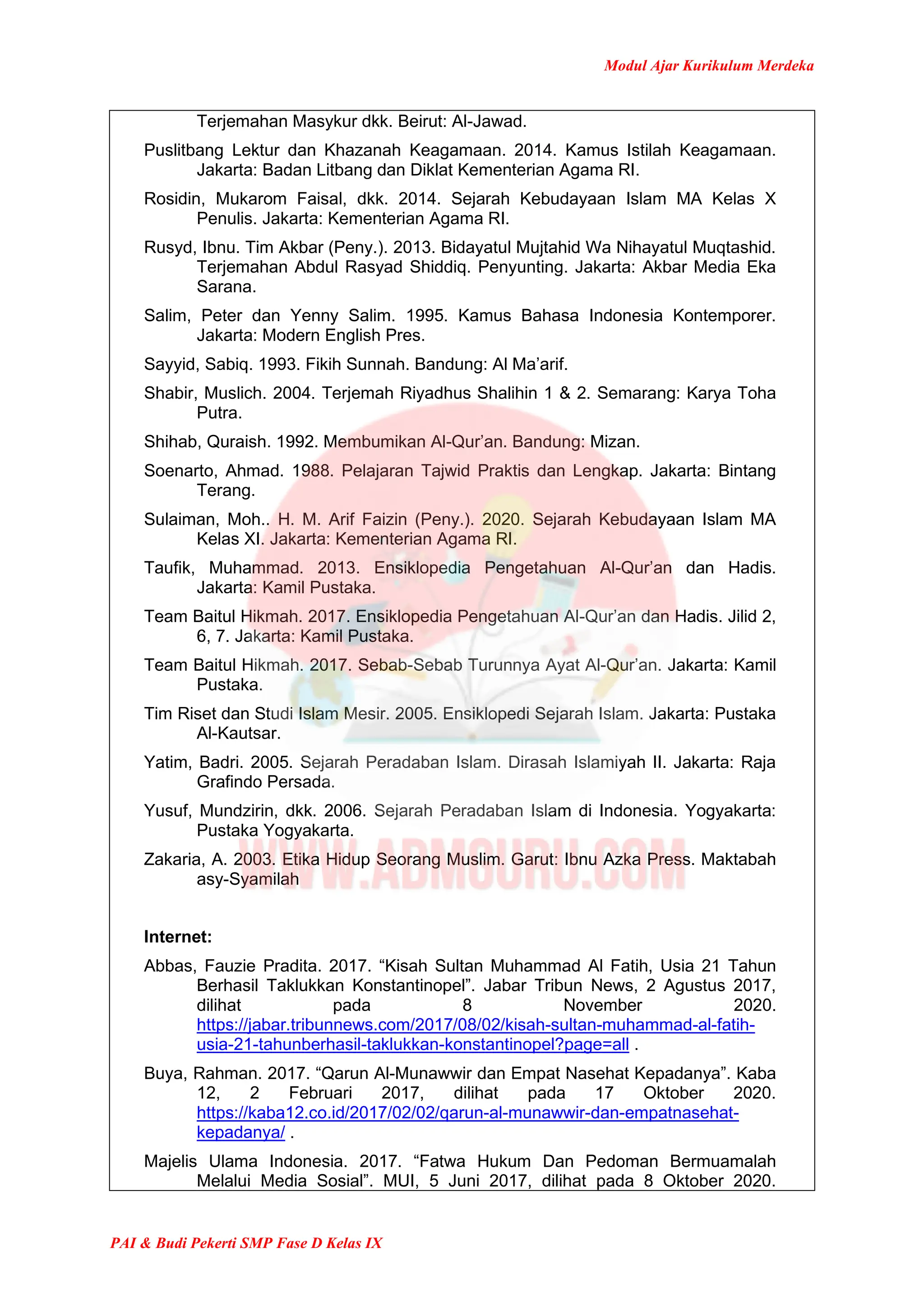 Modul Ajar PAI Kelas 9 Kurikulum Merdeka | PDF