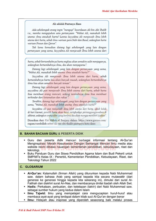Modul Ajar PAI Kelas 9 Kurikulum Merdeka | PDF