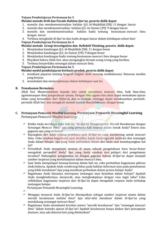 Modul Ajar PAI Kelas 9 Deep Learning New | PDF