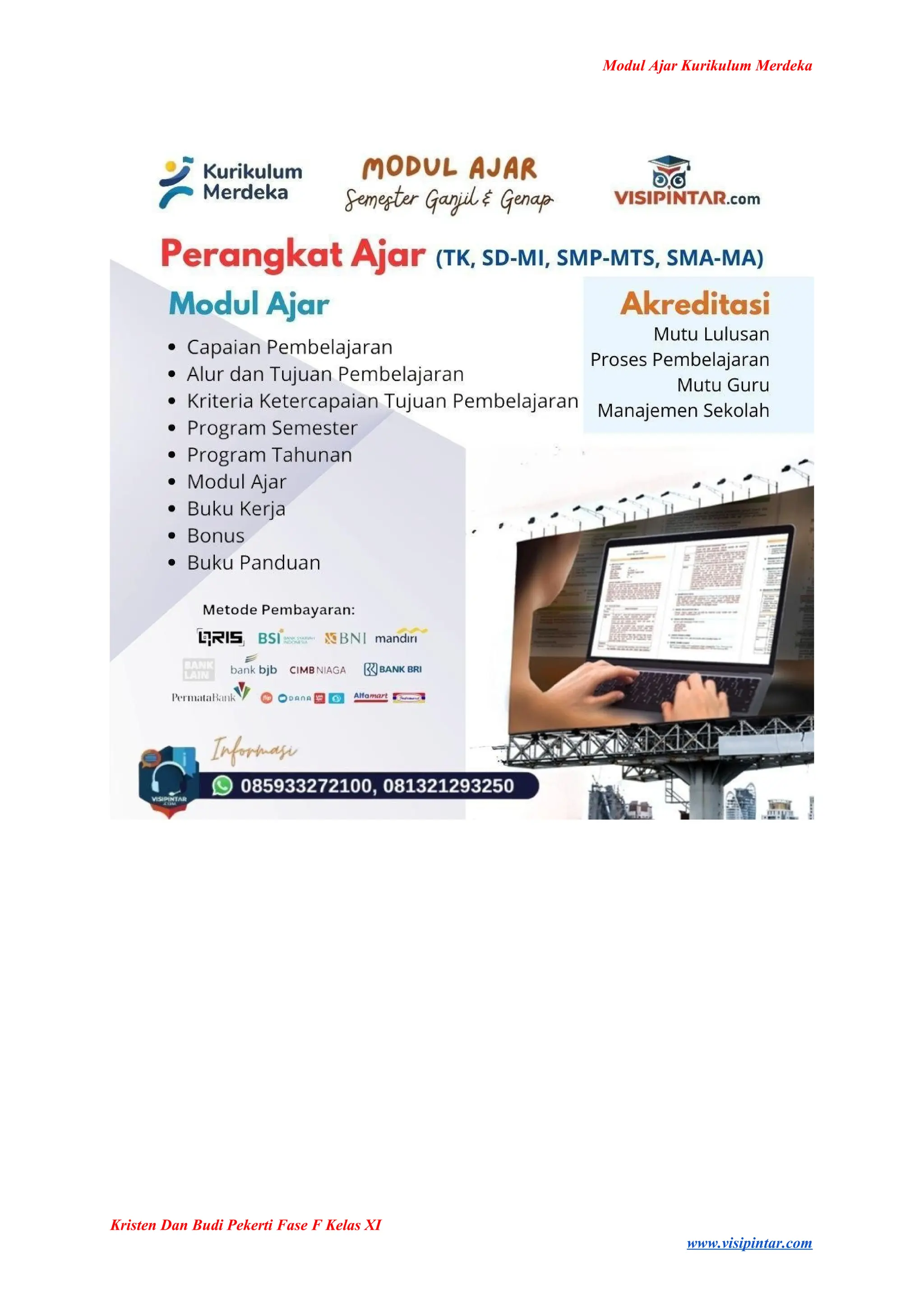 Modul Ajar PAK SMA Kelas 11 Kurikulum Merdeka | DOCX