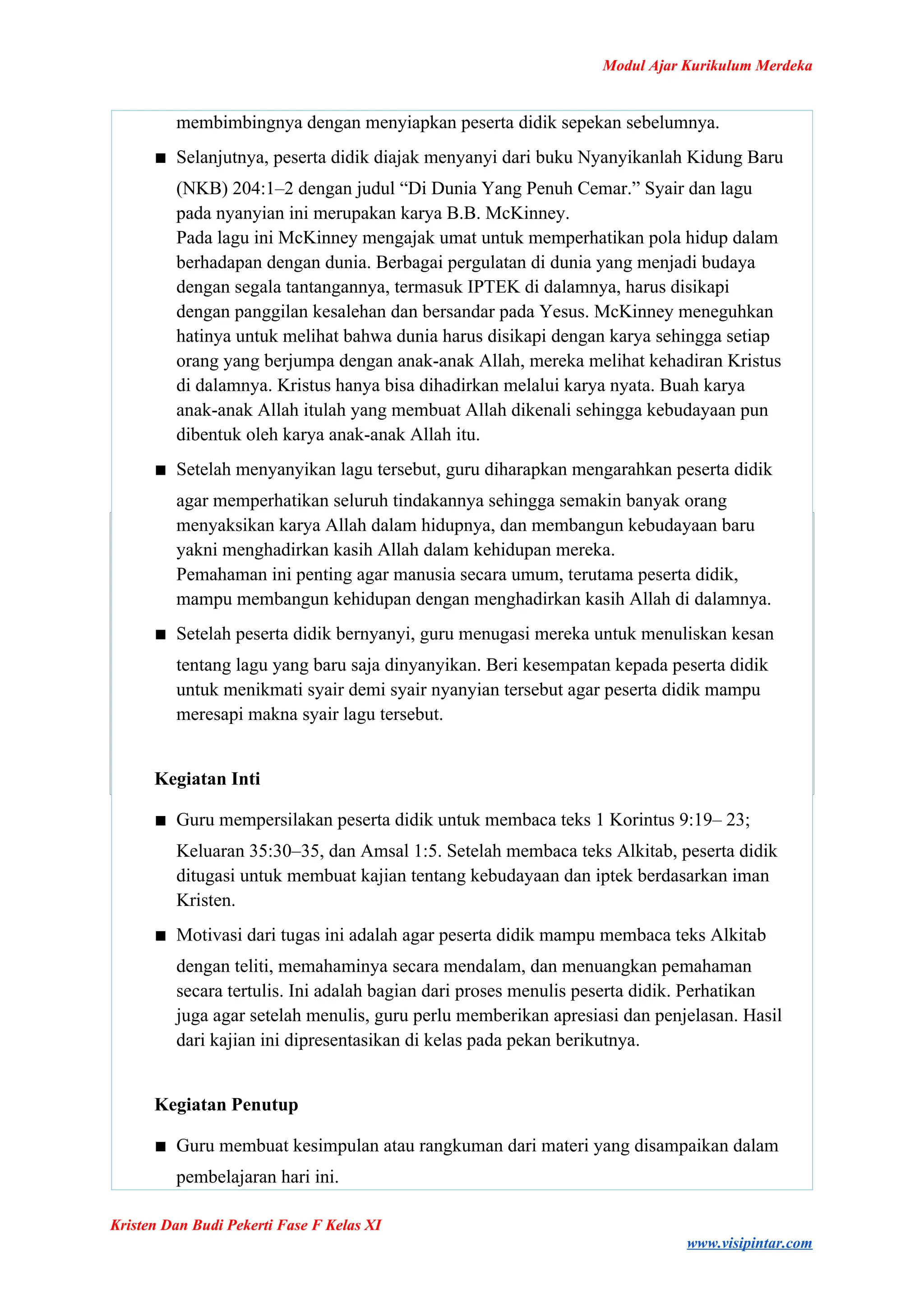 Modul Ajar PAK SMA Kelas 11 Kurikulum Merdeka | DOCX