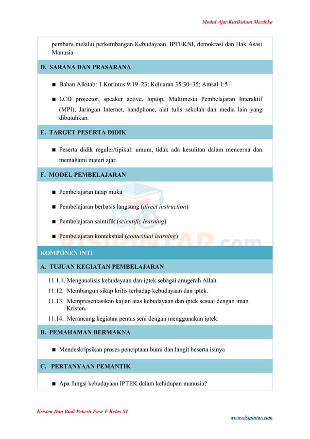 Modul Ajar PAK SMA Kelas 11 Kurikulum Merdeka | DOCX
