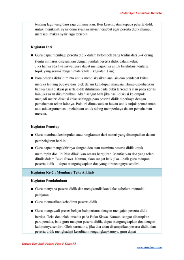 Modul Ajar PAK SMA Kelas 11 Kurikulum Merdeka | DOCX