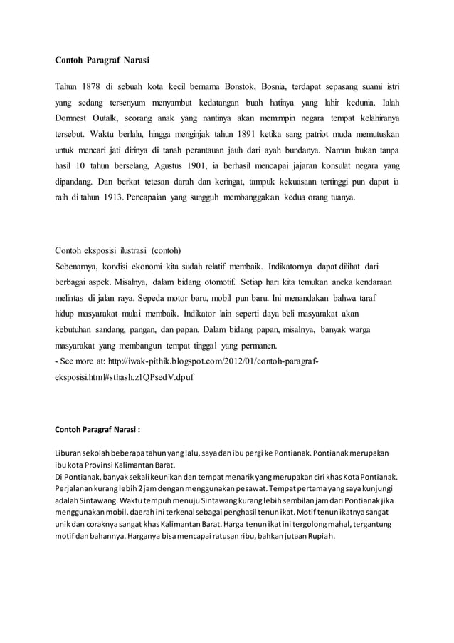 Contoh paragraf narasi | PDF