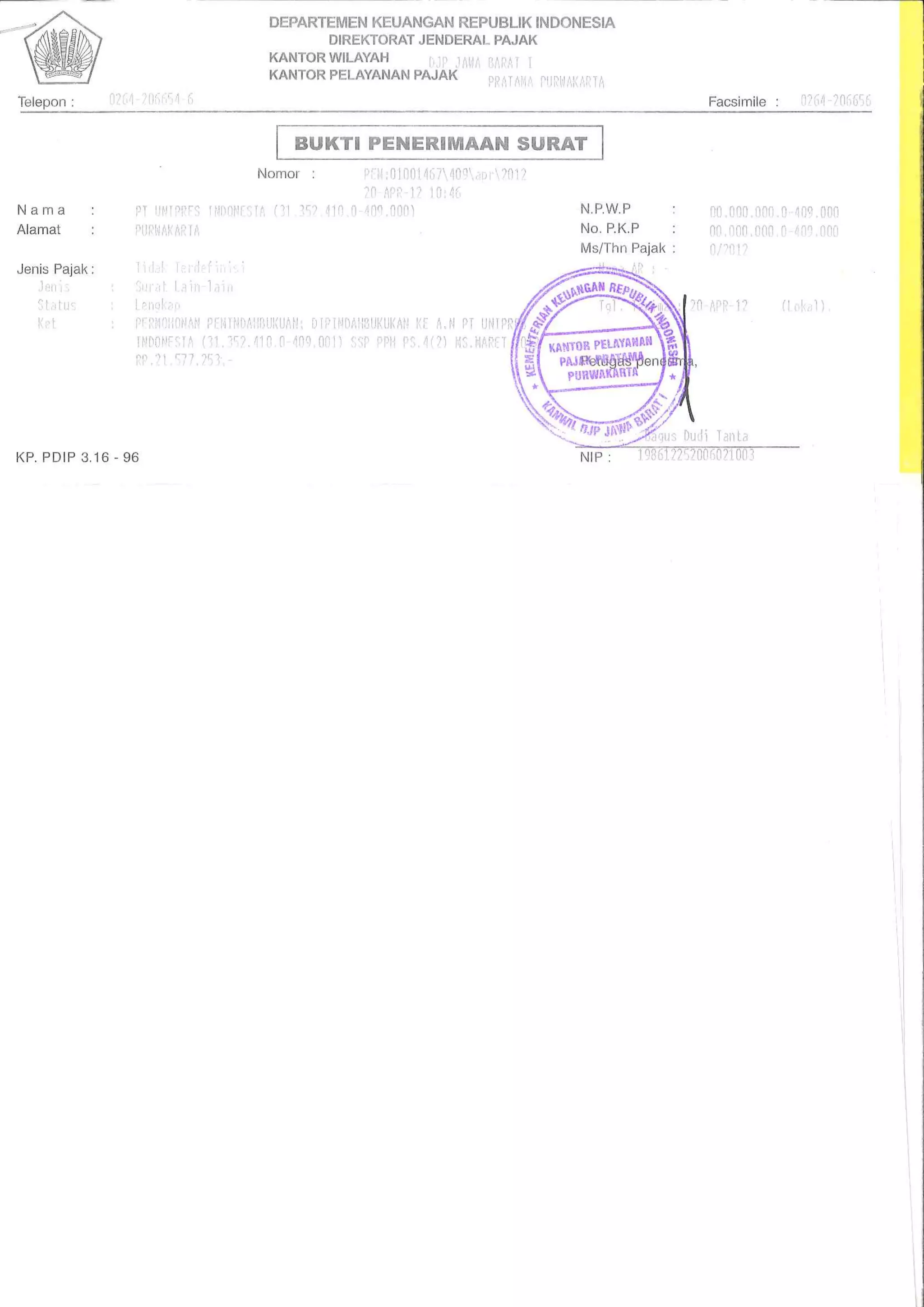 Contoh pbk pajak | PDF