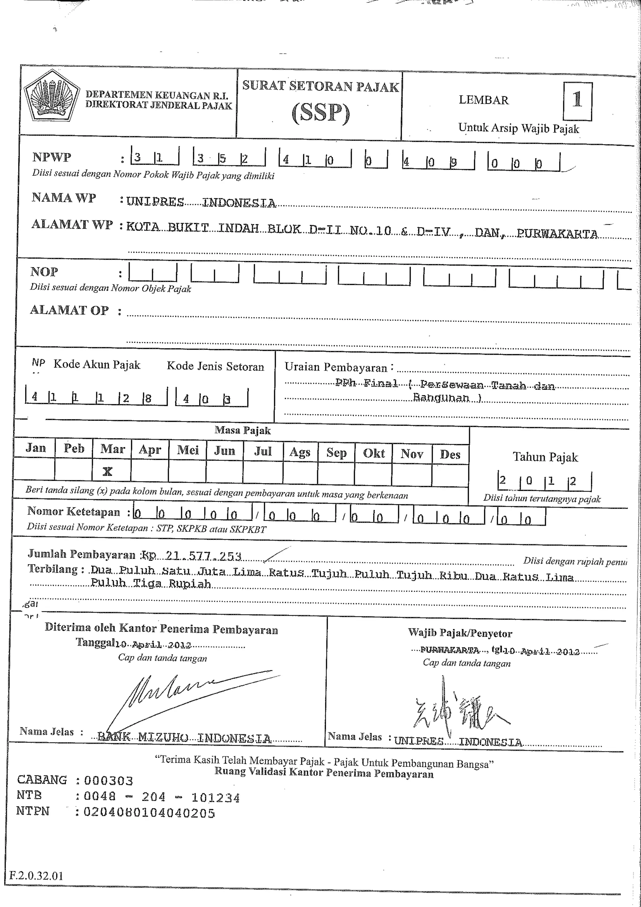 Contoh pbk pajak | PDF