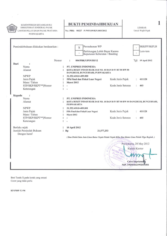 Contoh pbk pajak | PDF