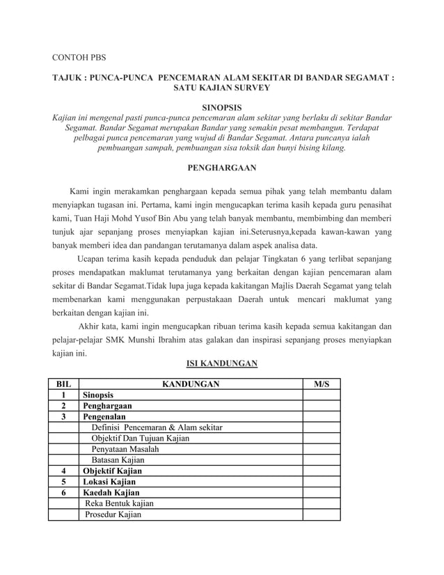 Contoh pbs pa | PDF
