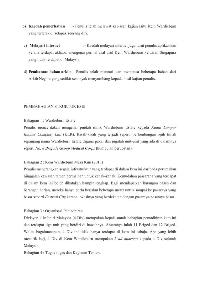 Contoh PBS STPM Sejarah & WARDIEBURN Camp | PDF