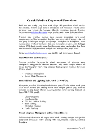 Contoh pelatihan karyawan di perusahaan | DOCX