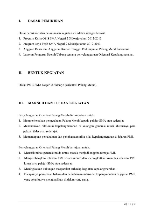 Contoh pembuatan proposal pmr tugas bu tutik | PDF