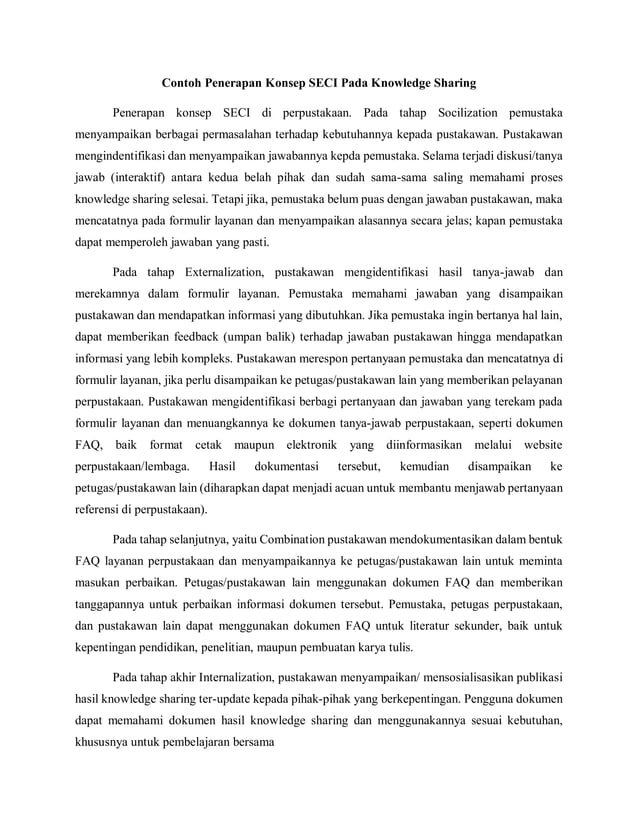 Contoh penerapan konsep seci pada knowledge sharing | PDF