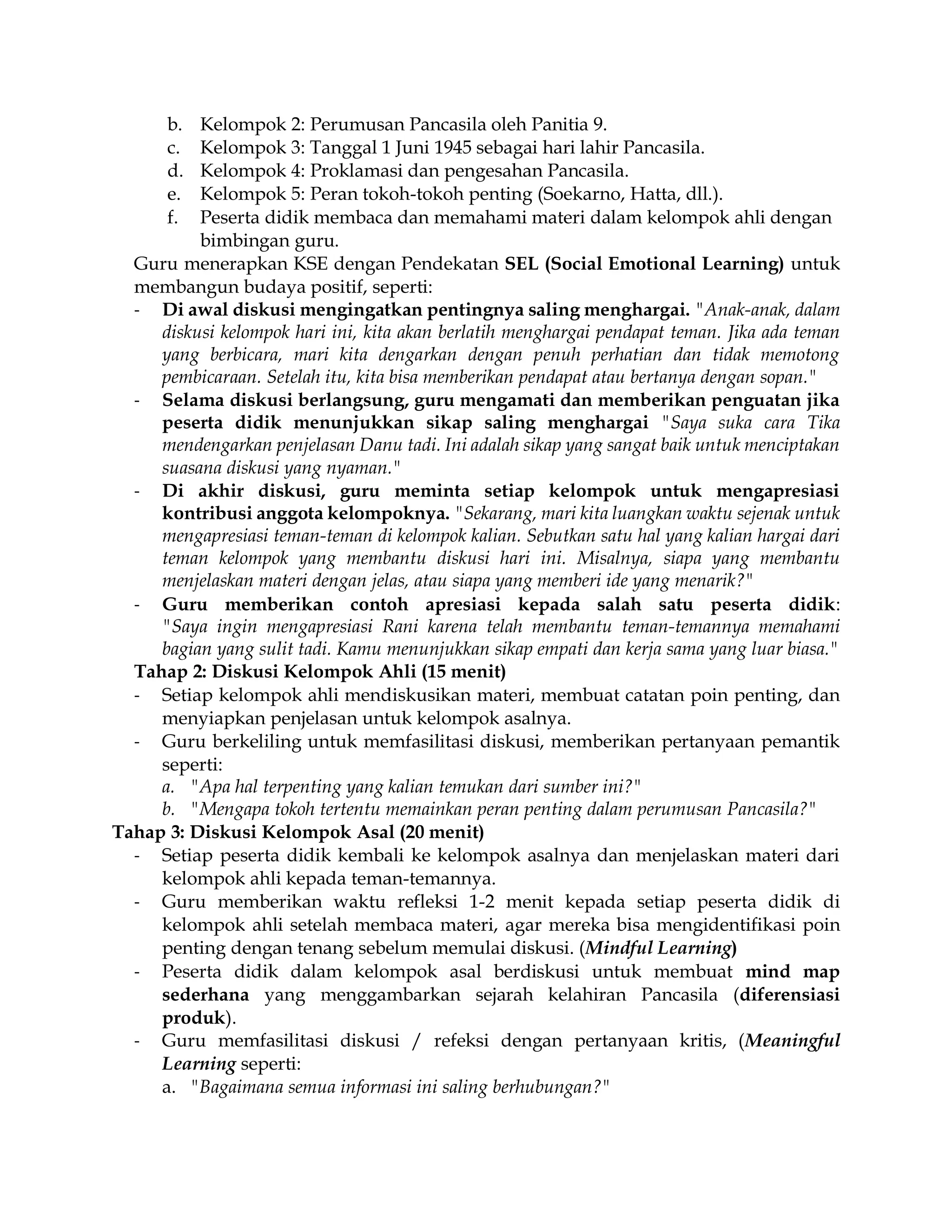 Lampiran 2 Contoh Penerapan Sel Dan Deep Learning Dalam RPP | PDF