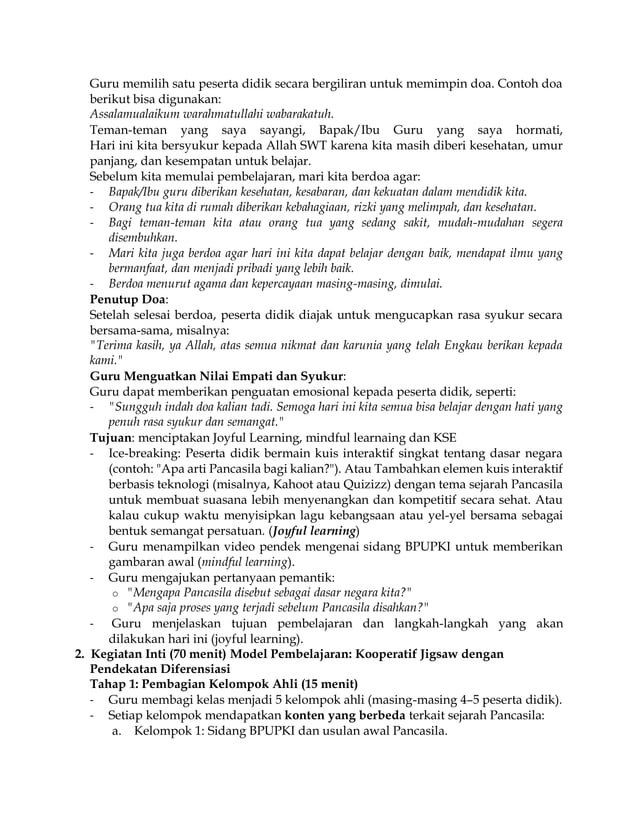 Lampiran 2 Contoh Penerapan Sel Dan Deep Learning Dalam RPP | PDF