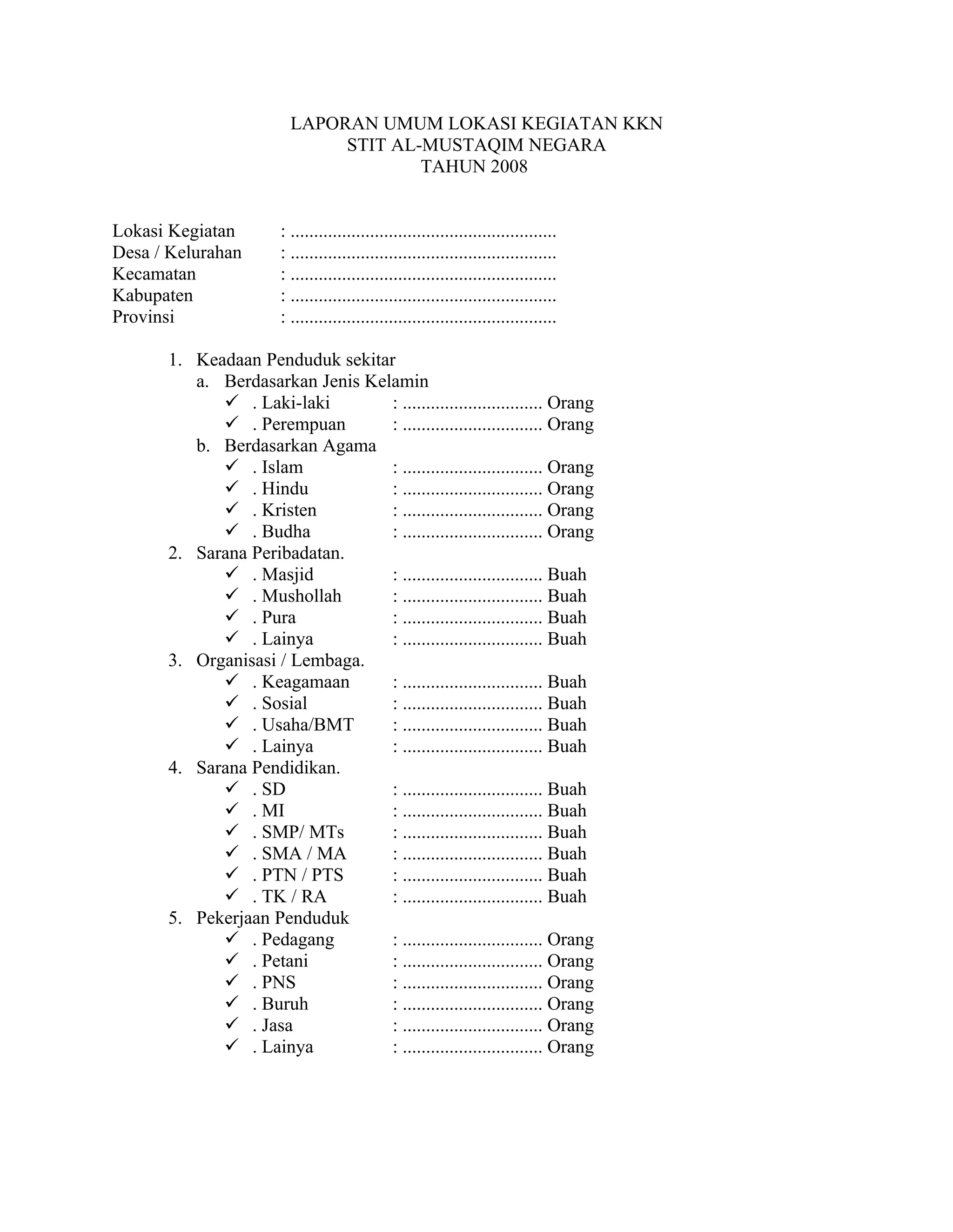 Contoh Penulisan Laporan Hasil Kegiatan Doc