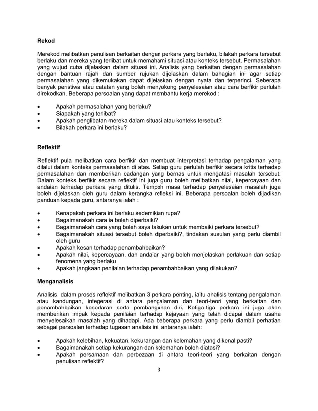 Contoh penulisan reflektif | PDF
