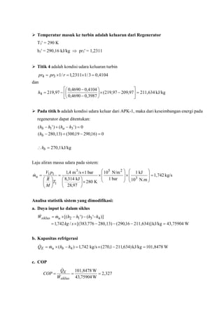 Contoh penyelesaian soal sistem refrigerasi | PDF