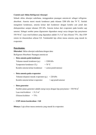 Contoh penyelesaian soal sistem refrigerasi | PDF
