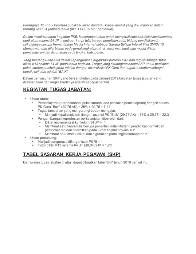 Contoh penyusunan sasaran kerja pegawai | DOCX