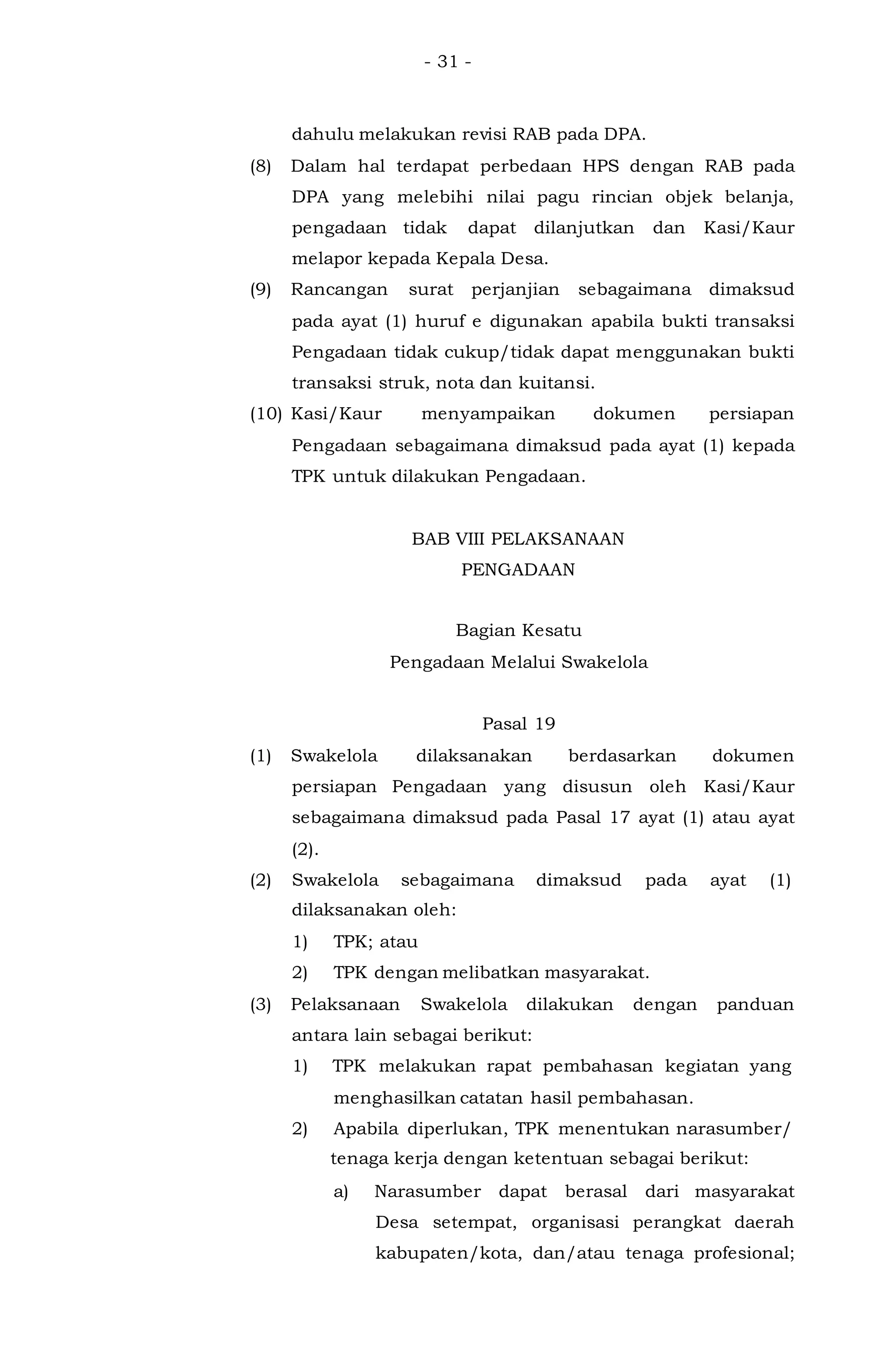 Contoh peraturan bupati ttg pengadaan barang dan jasa di desa terbaru | DOC