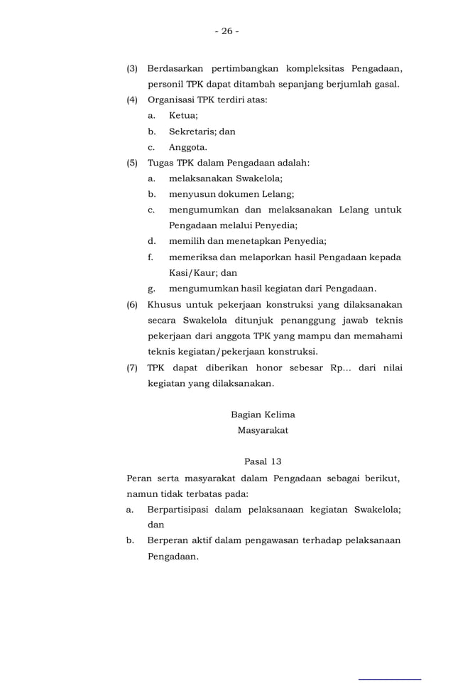 Contoh peraturan bupati ttg pengadaan barang dan jasa di desa terbaru | DOC