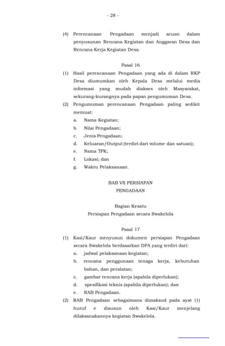 Contoh peraturan bupati ttg pengadaan barang dan jasa di desa terbaru | DOC