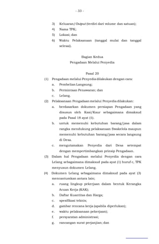 Contoh peraturan bupati ttg pengadaan barang dan jasa di desa terbaru | DOC