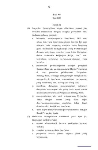 Contoh peraturan bupati ttg pengadaan barang dan jasa di desa terbaru | DOC