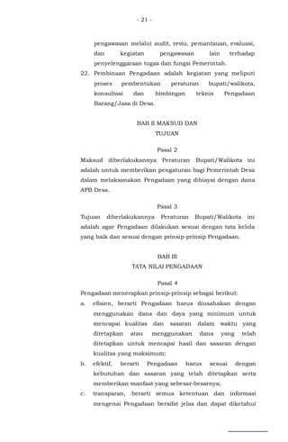 Contoh peraturan bupati ttg pengadaan barang dan jasa di desa terbaru | DOC