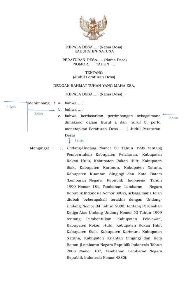 Contoh peraturan desa | DOCX