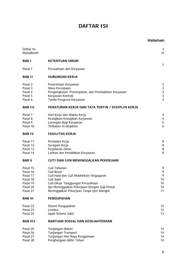 CONTOH/TEMPLATE PERATURAN PERUSAHAAN BERDASARKAN UU KETENAGAKERJAAN | PDF
