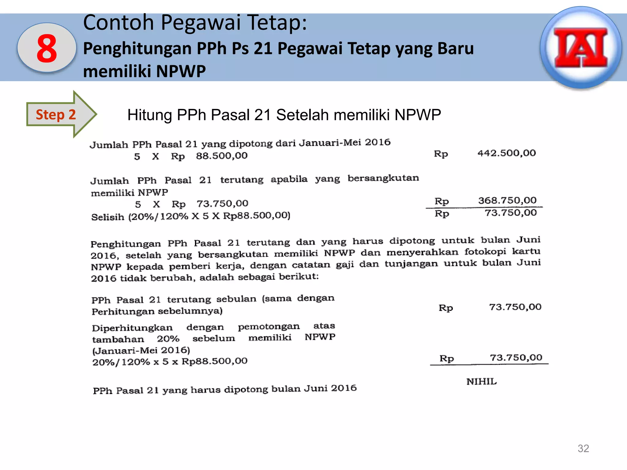 contoh Perhitungan PPh Pasal 21 Pegawai Tetap.pptx
