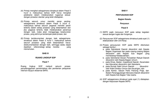 Contoh perkada ttg sop pemda | DOC