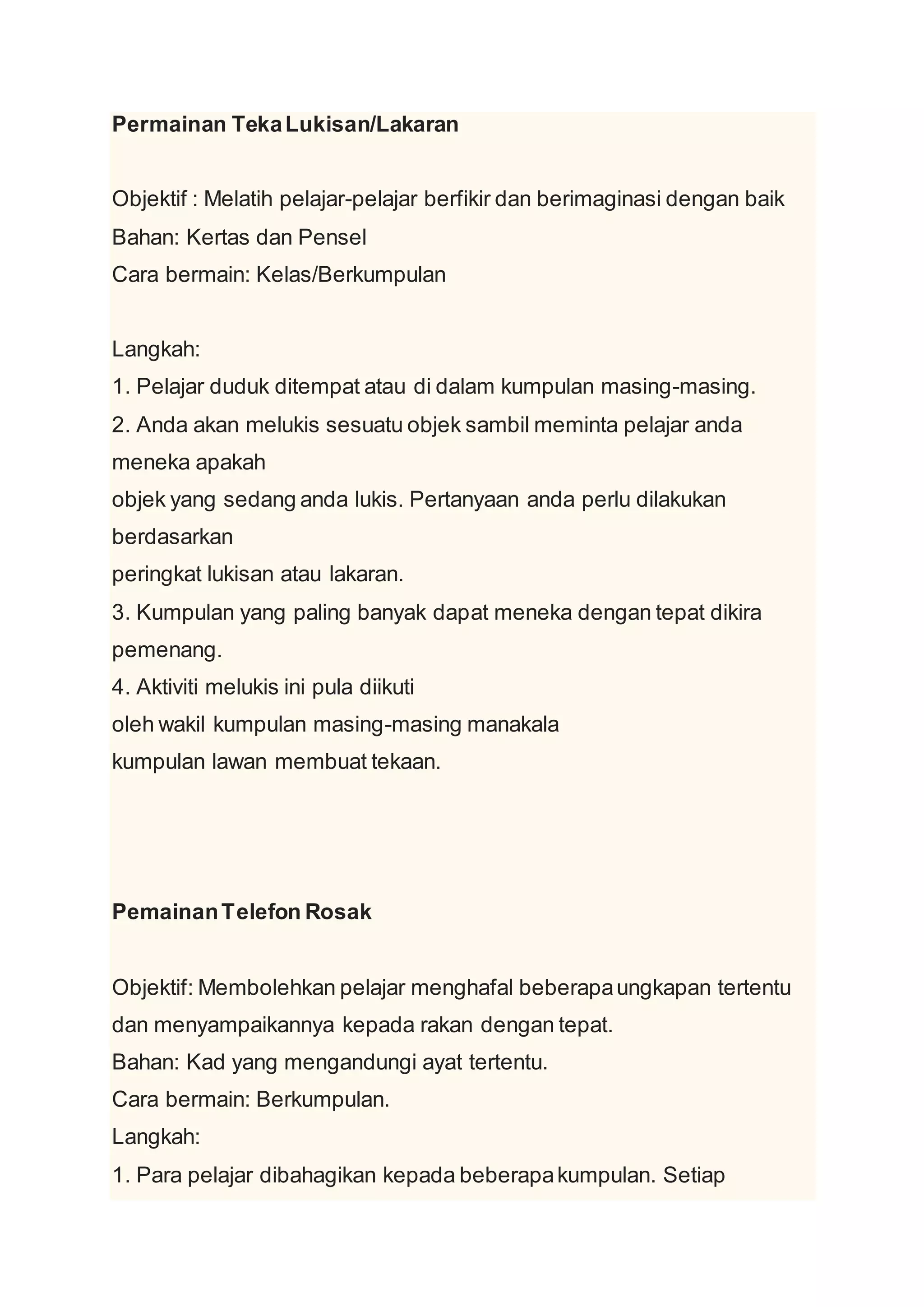 CONTOH PERMAINAN BAHASA | DOCX