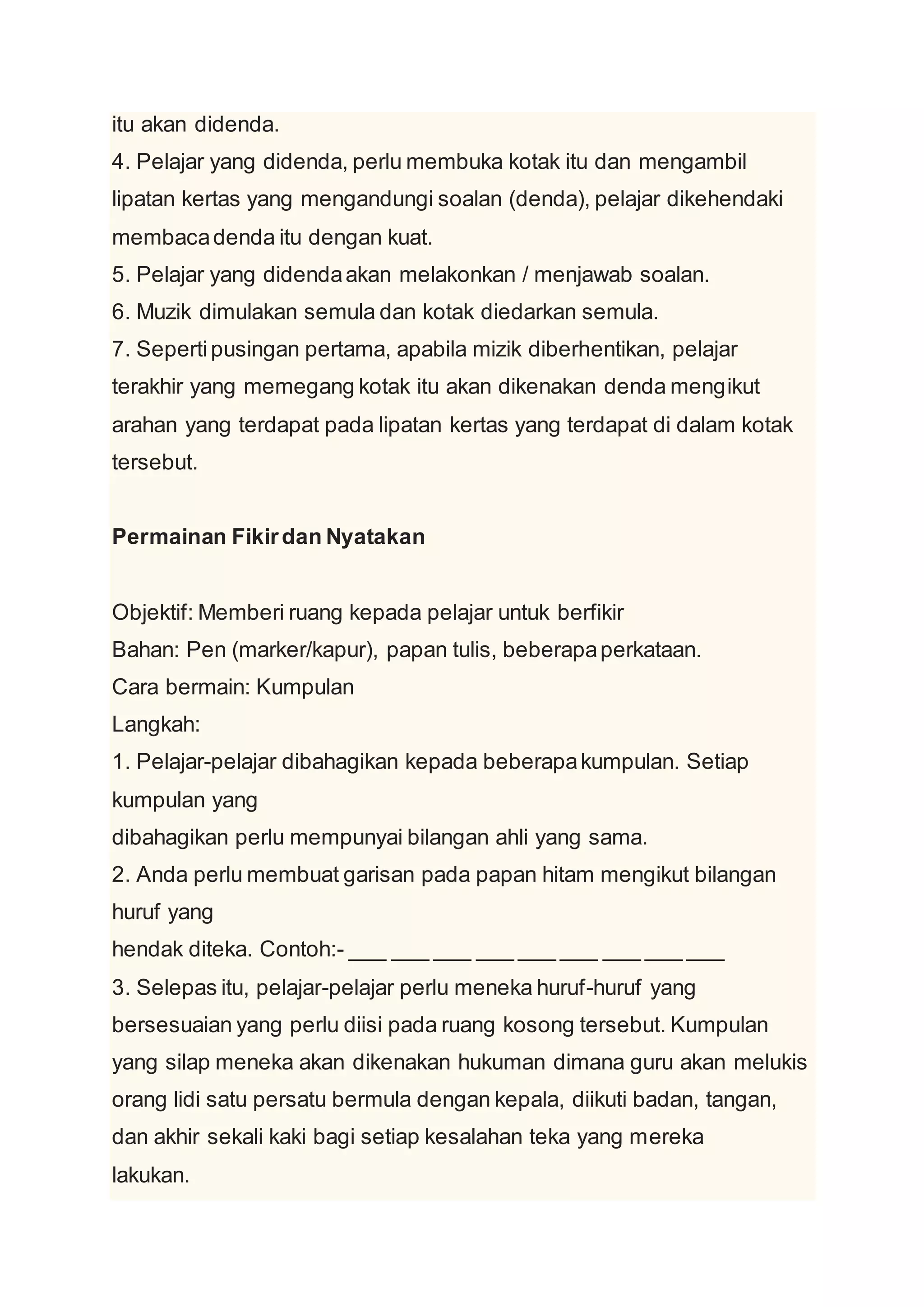 CONTOH PERMAINAN BAHASA | DOCX