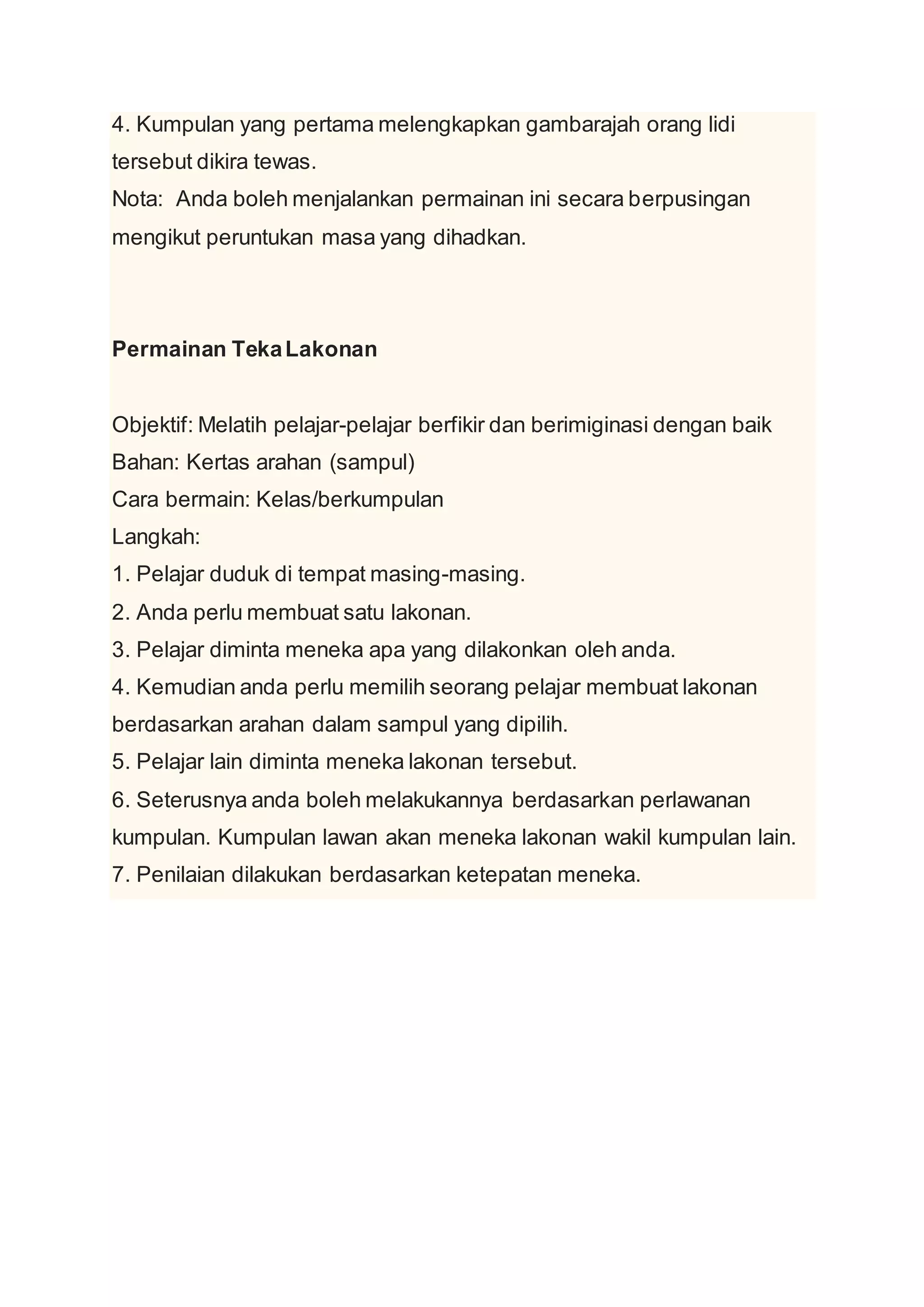 CONTOH PERMAINAN BAHASA | DOCX