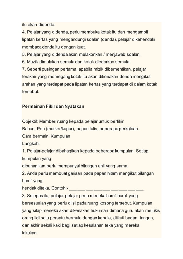 CONTOH PERMAINAN BAHASA | DOCX