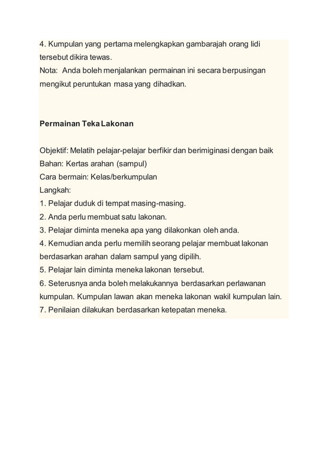 CONTOH PERMAINAN BAHASA | DOCX