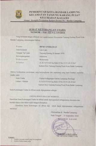 Contoh Permohonan Website UKM | PDF